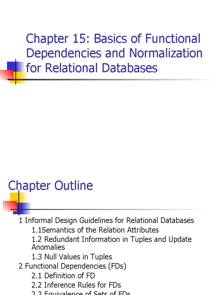 Chapter 15: Basics of Functional Dependencies and Normalization For Relational Databases | PDF ...