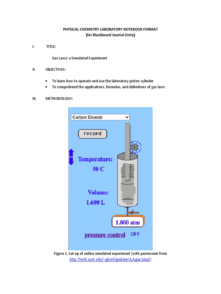 Physical Chemistry Laboratory Notebook Format (For Blackboard Journal ...