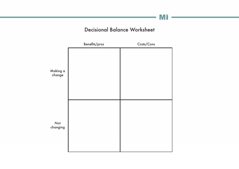 Decisional Balance Worksheet | PDF