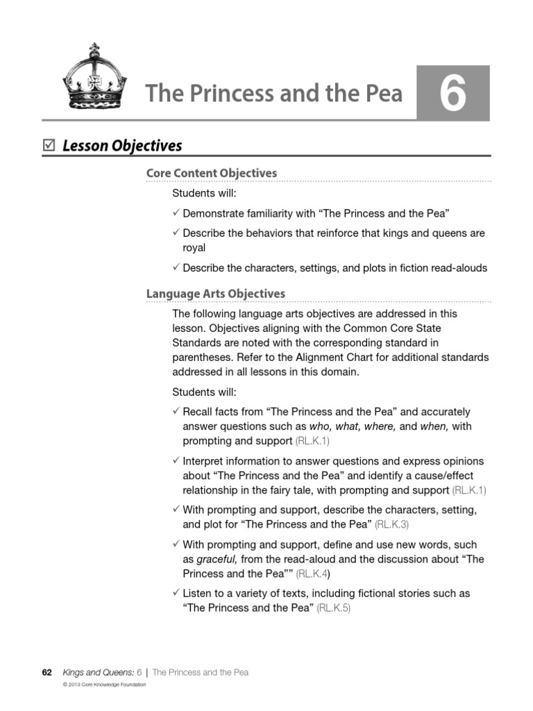 Ckla GK d7 Anth L6 The Princess and The Pea | PDF | Bed | Reading ...