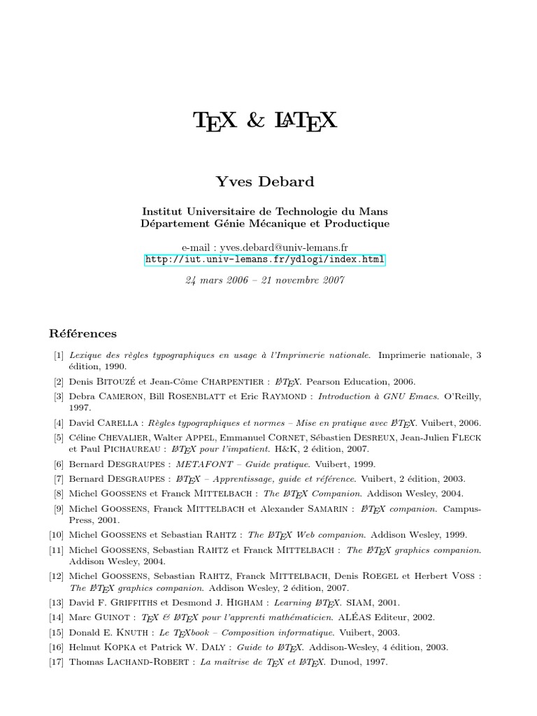 Guide Pratique pour TEX & LATEX | PDF | TeX | Texte