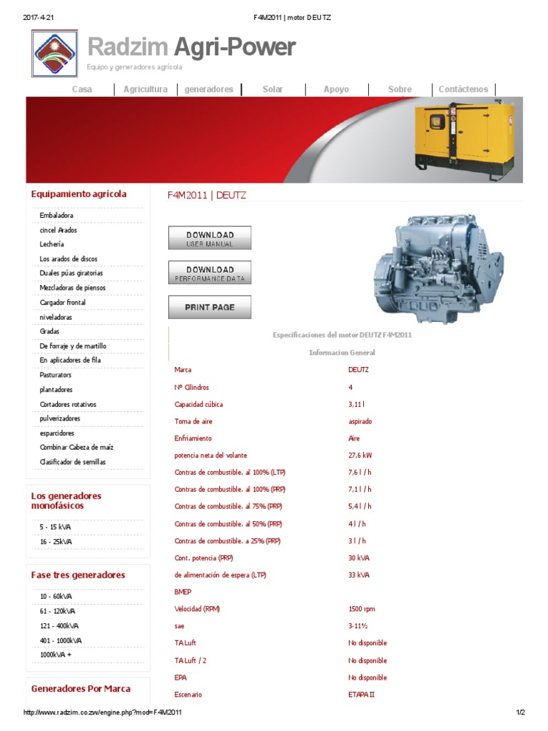 F4M2011 - Motor DEUTZ | PDF | Vehículos | Ingeniería mecánica