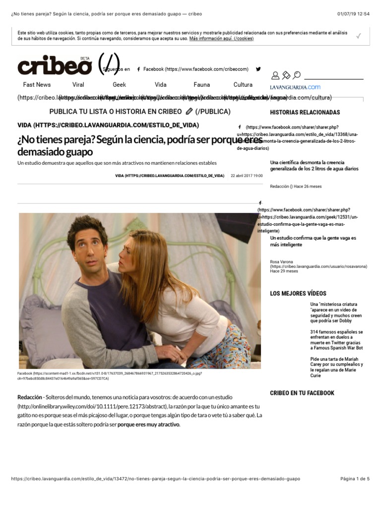 ¿No Tienes Pareja? Según La Ciencia, Podría Ser Porque Eres Demasiado Guapo - Cribeo PDF | PDF ...
