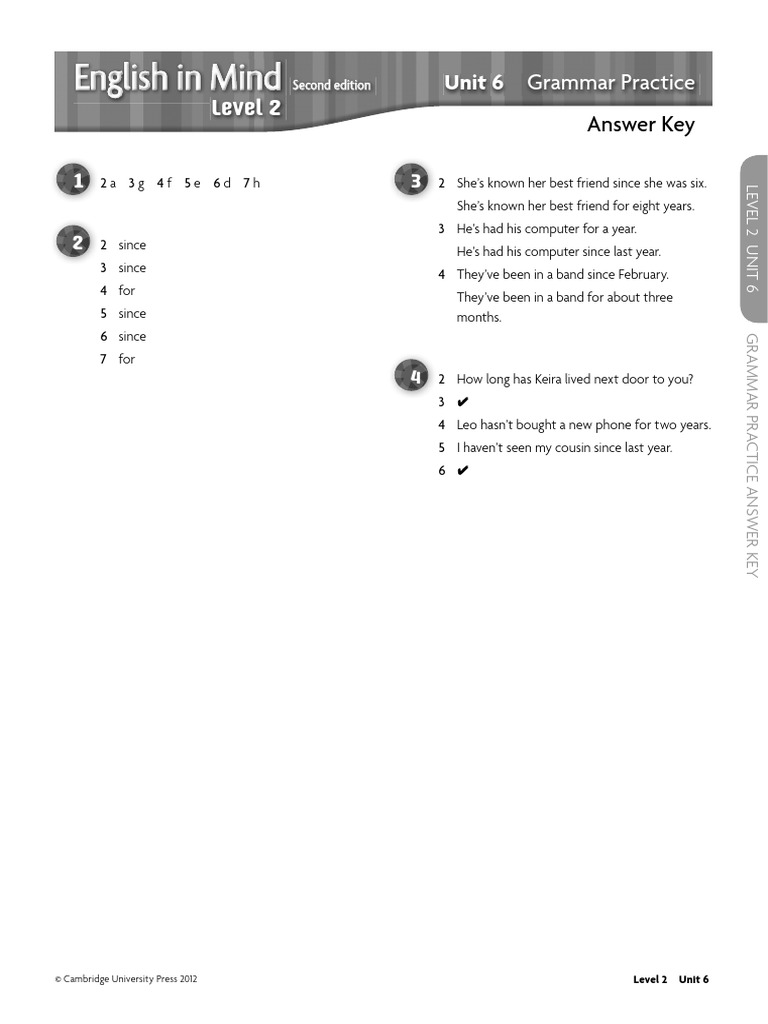 Level 2: Unit 6 Grammar Practice | PDF