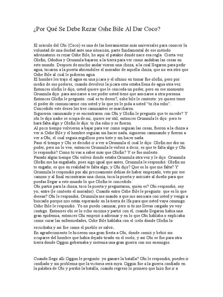 ¿Por Qué Se Debe Rezar Oshe Bile Al Dar Coco | PDF | Religión y creencia