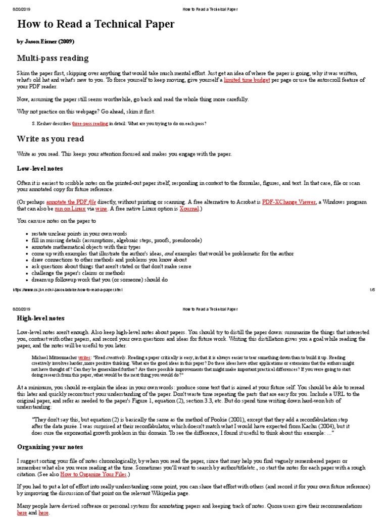 How To Read A Technical Paper | PDF