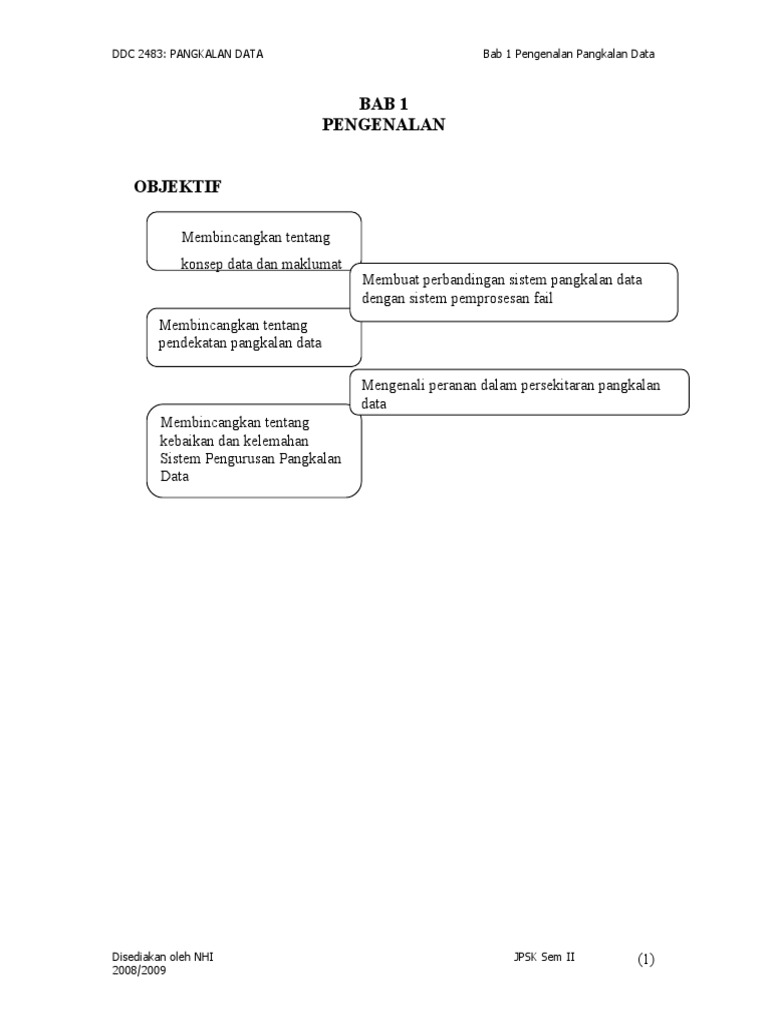 Bab 1 - Pengenalan Kepada Pangkalan Data | PDF