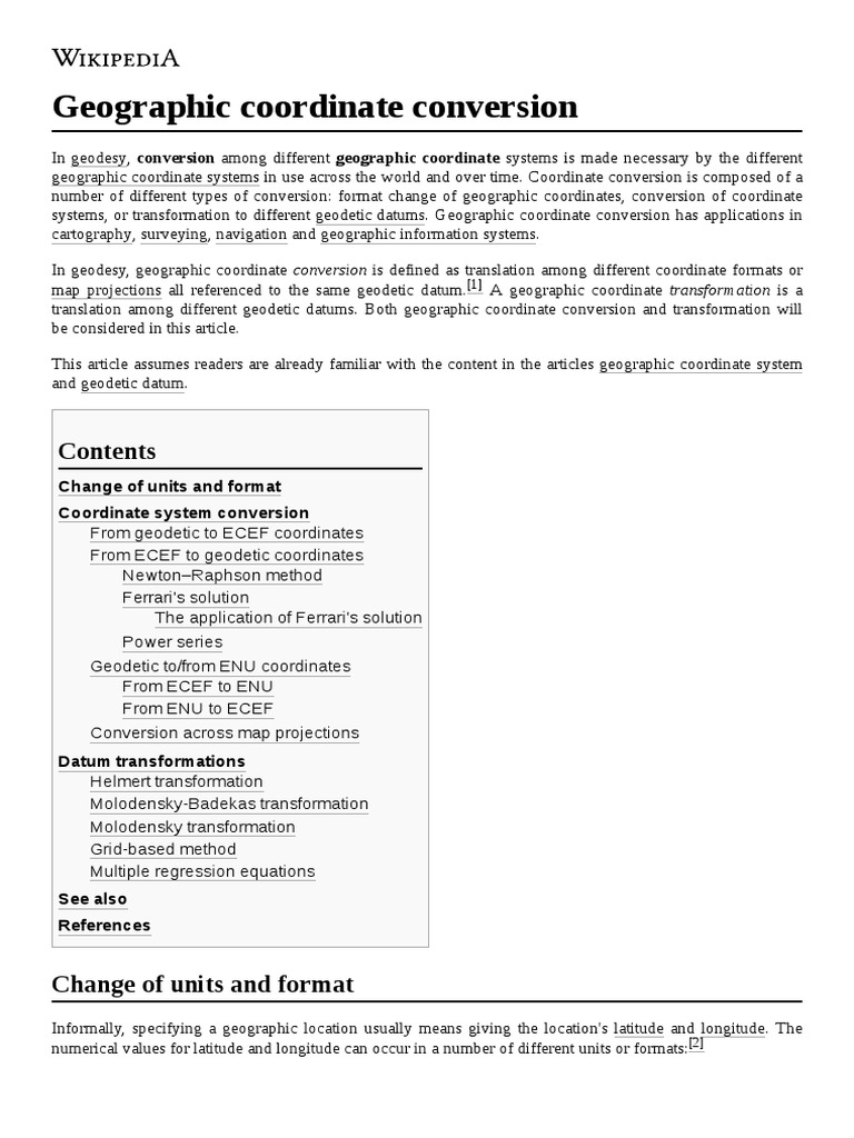 Geographic Coordinate Conversion | PDF | Geographic Data And ...
