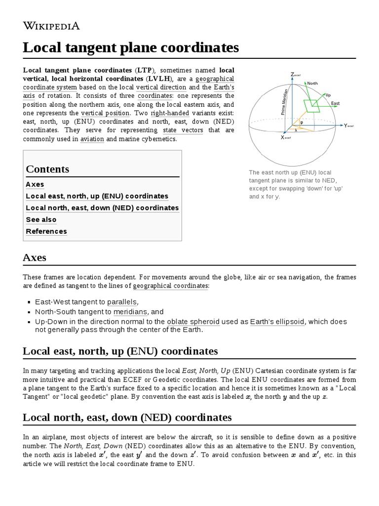 Local Tangent Plane Coordinates | PDF | Mathematical Notation ...