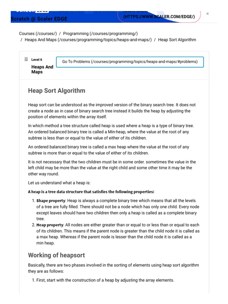 Heap Sort Algorithm - InterviewBit PDF | Download Free PDF | Applied Mathematics | Algorithms ...