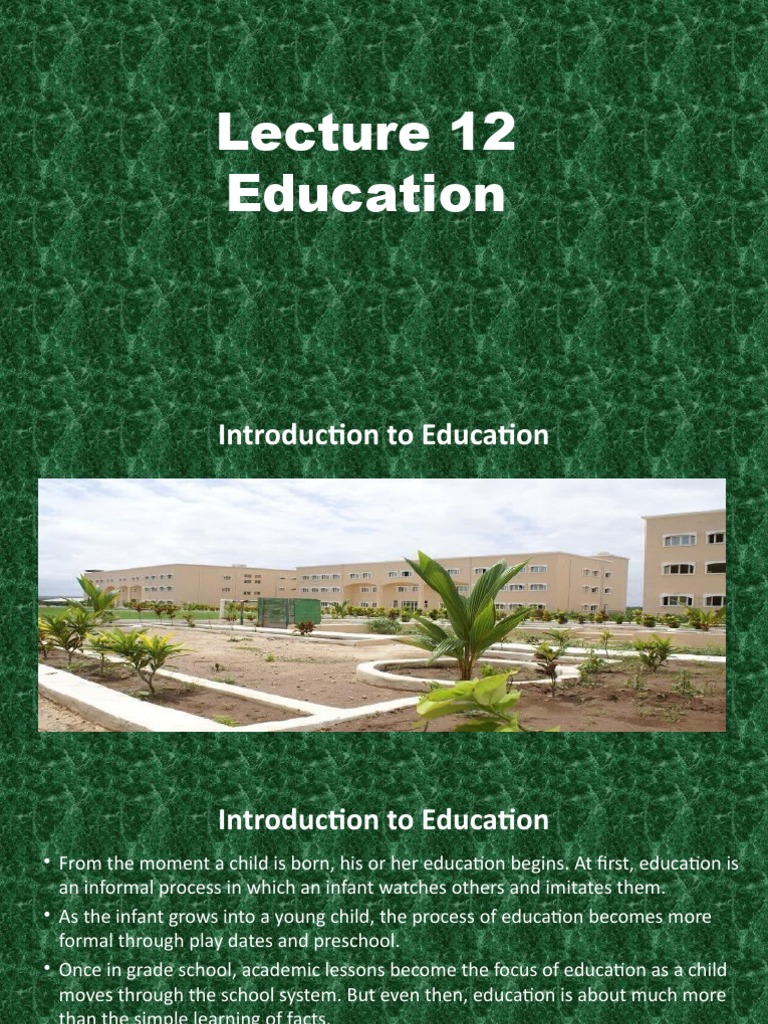 Lecture 12 Education | PDF | Socialization | Schools