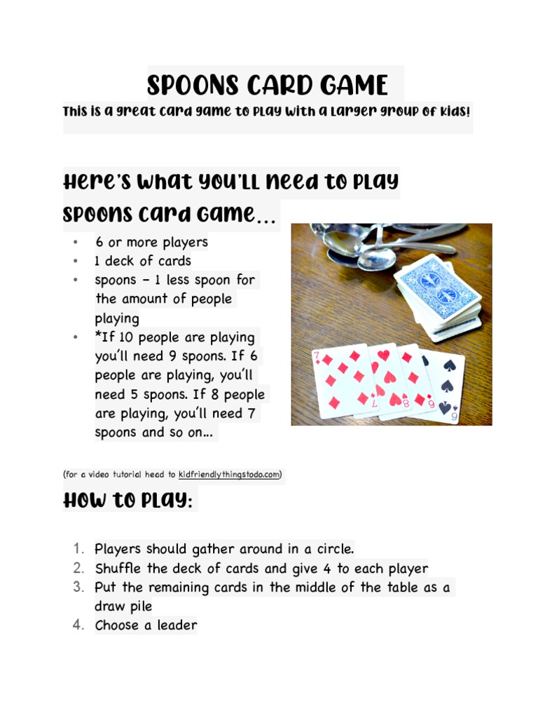Spoons Card Game PDF | PDF | Leisure Activities | Consumer Goods