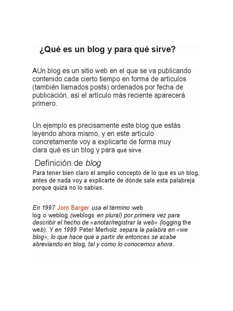 Qué Es Un Blog y para Qué Sirve | PDF