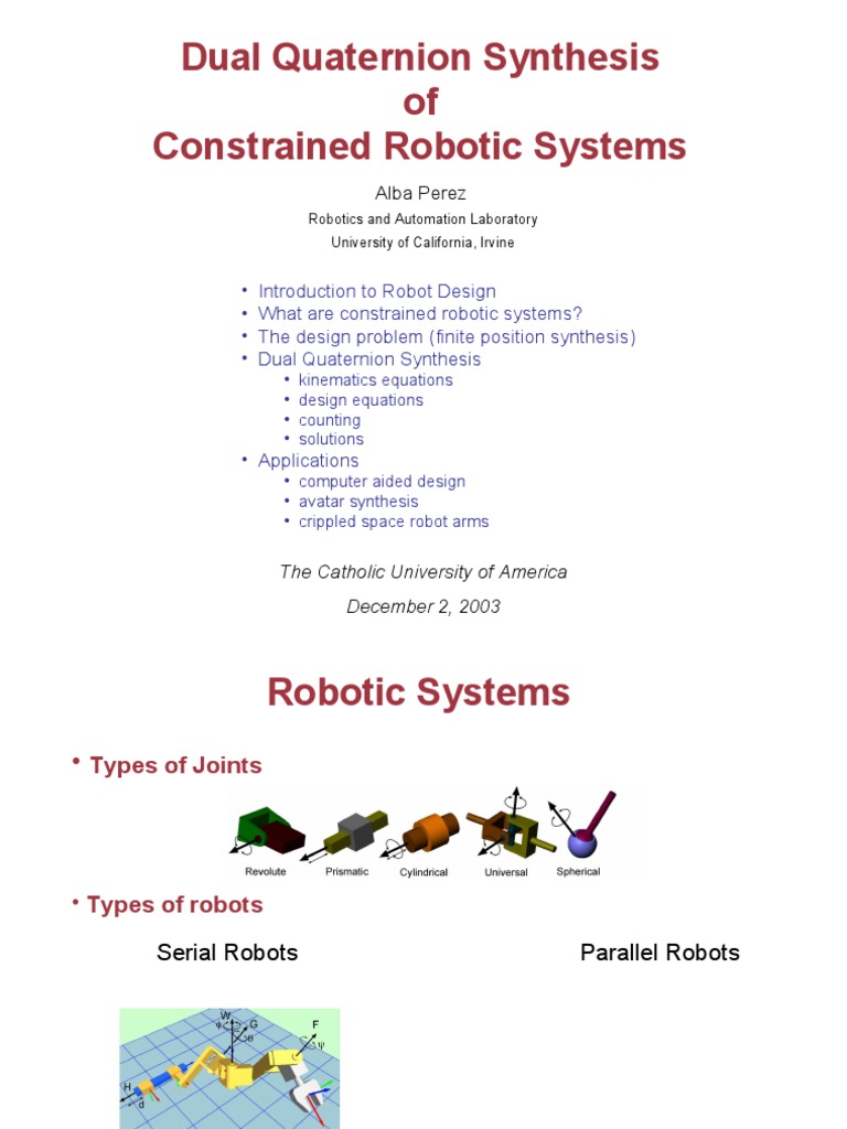 Dual Quaternion Kinematics in Robotics | PDF | Kinematics | Equations