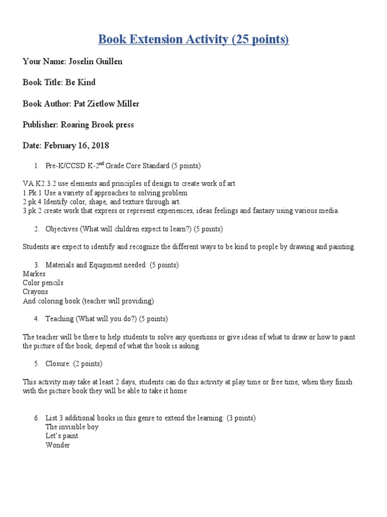 Book Extension Activity Fall 2020-1-7 | PDF | Career & Growth | Home ...