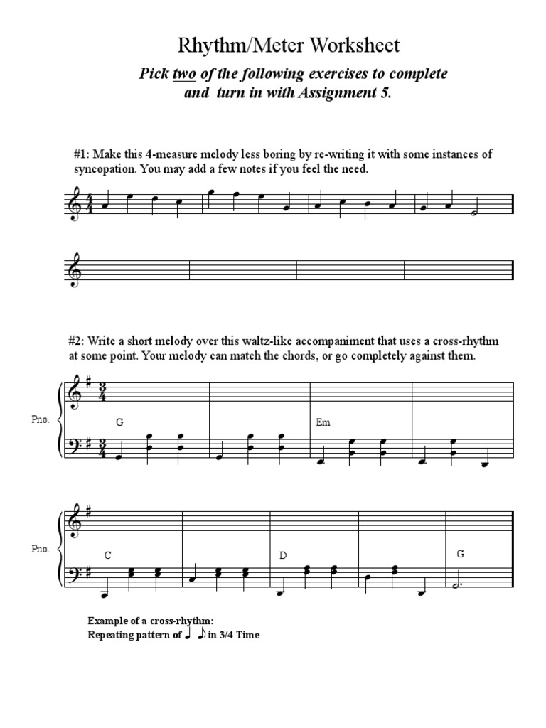 Rhythm - Meter Worksheet Fall 2020 | PDF | Musical Forms | Notation