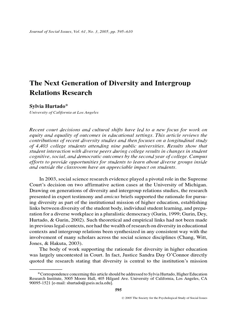 The Next Generation of Diversity and Intergroup Relations Research ...