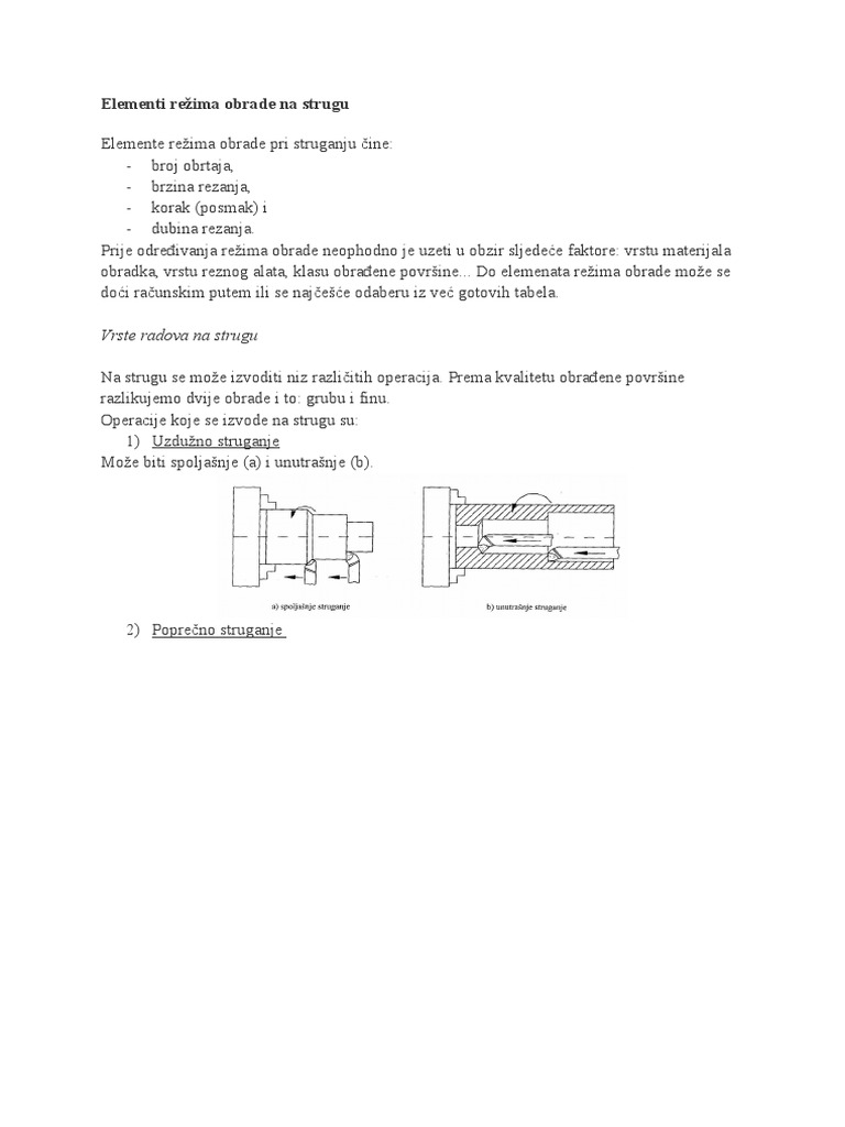 Elementi Režima Obrade Na Strugu | PDF