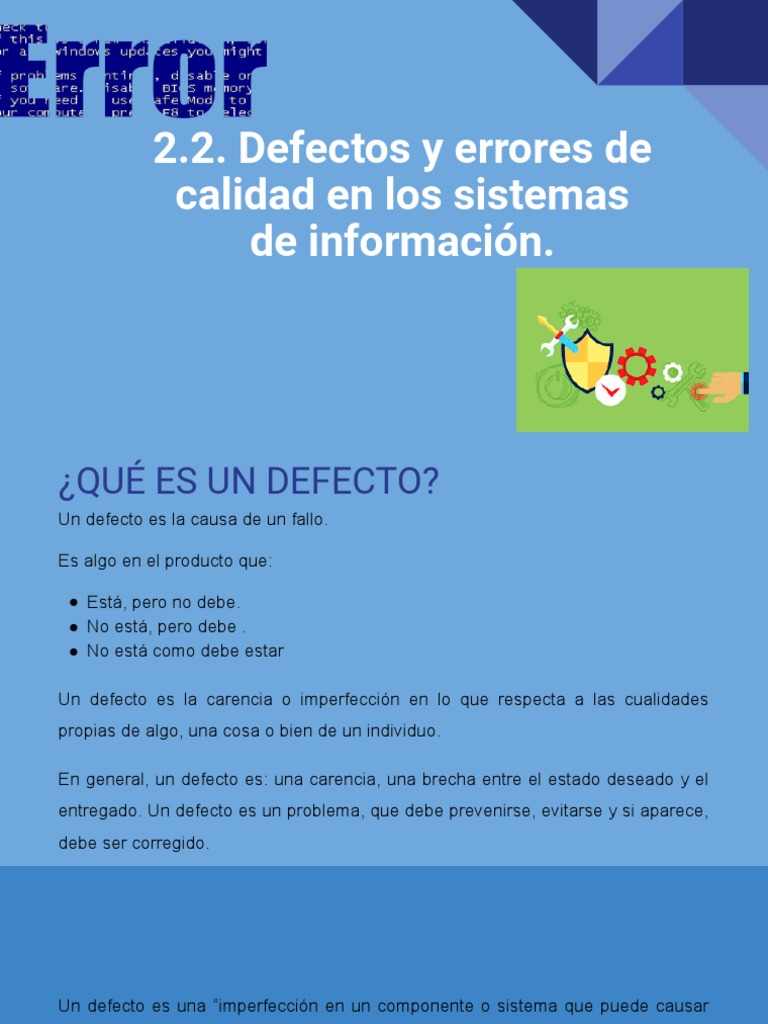 2.2. Defectos y Errores de Calidad en Los Sistemas de Información | PDF ...
