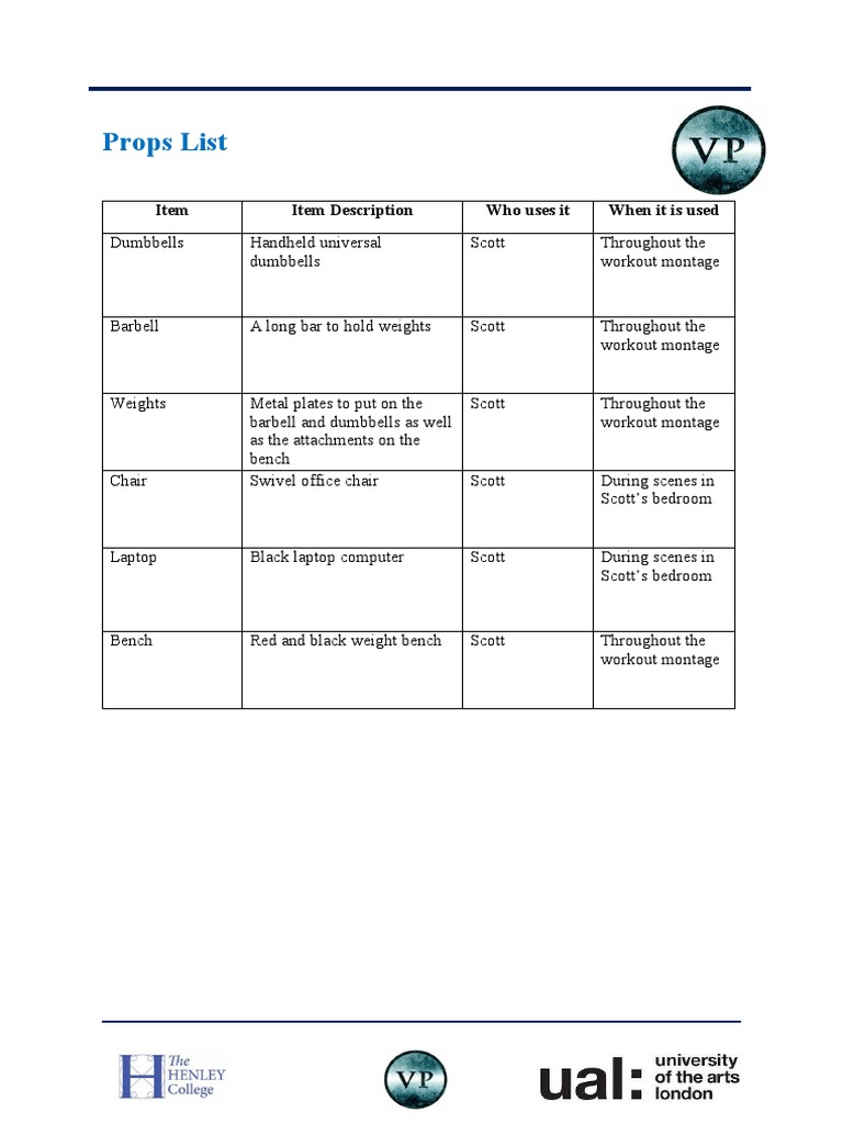 Props List | PDF