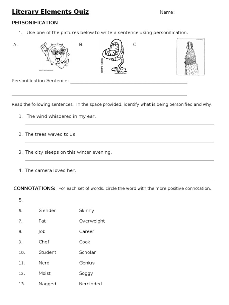 Literary Elements Quiz | PDF