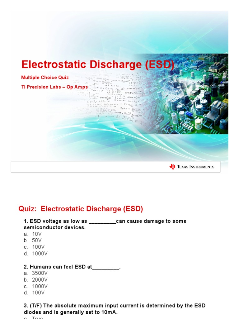ESD Quiz: Test Your Knowledge | PDF | Electrostatic Discharge | Power ...