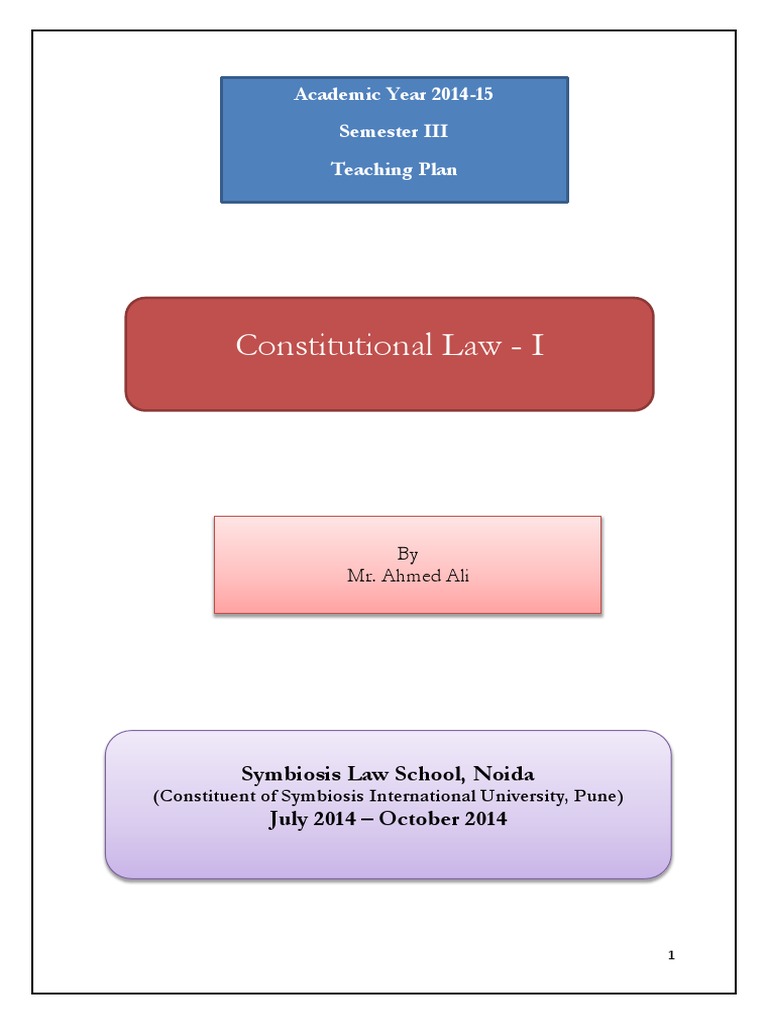 TP - Constitutional Law I - July 2014 - Oct. 2014 | PDF | Equal ...