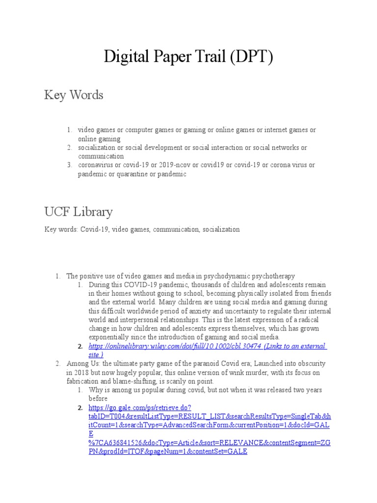 Digital Paper Trail - Done | PDF | You Tube | Video Games