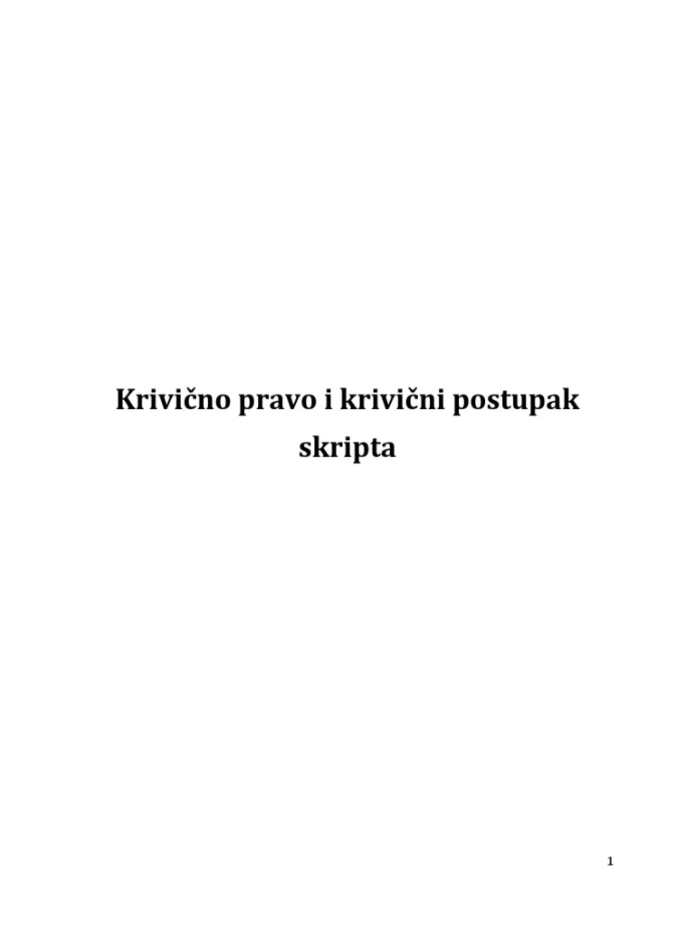 Skripta Za Krivično Pravo I Krivicni Postupak | PDF