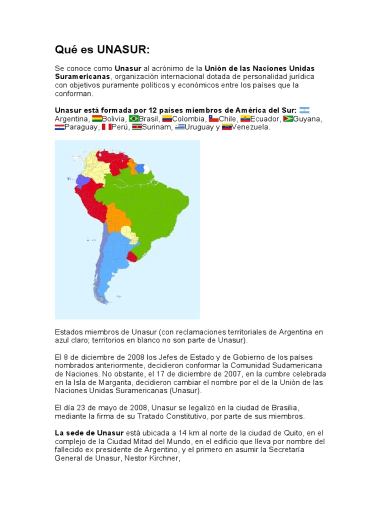 Lo que necesitas saber sobre Unasur: objetivos, miembros y estructura ...