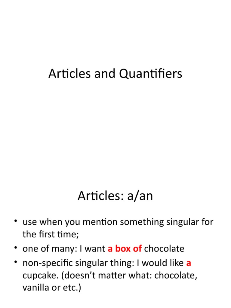 Articles and Quantifiers | PDF