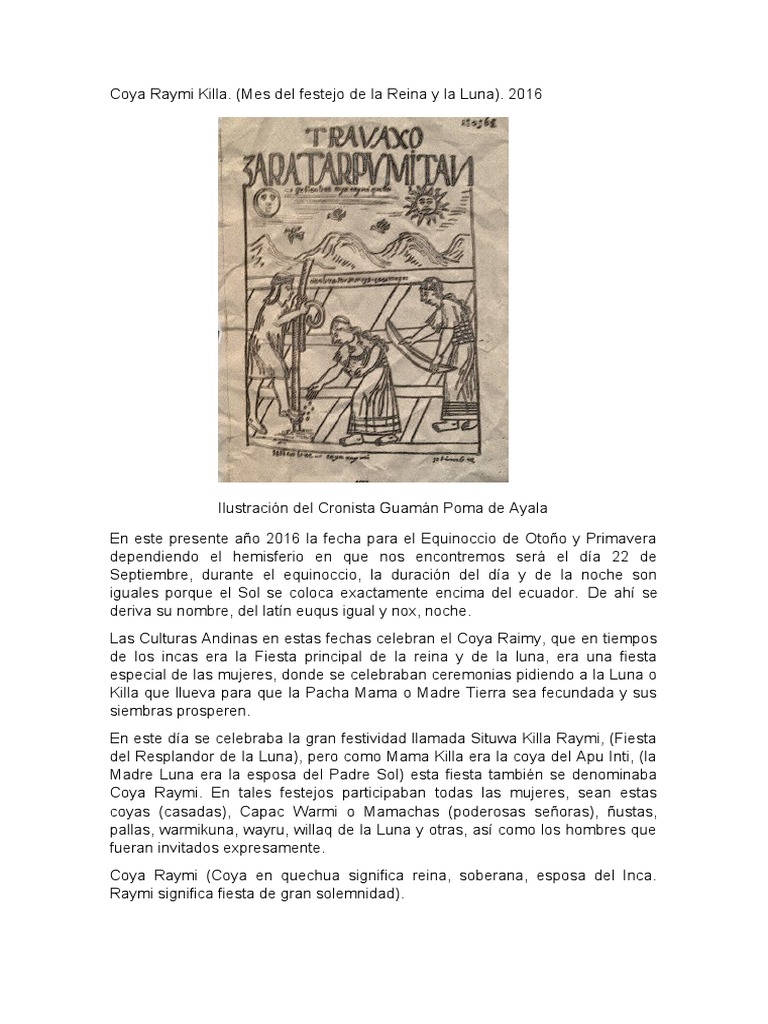 Coya Raymi | PDF | Imperio Inca