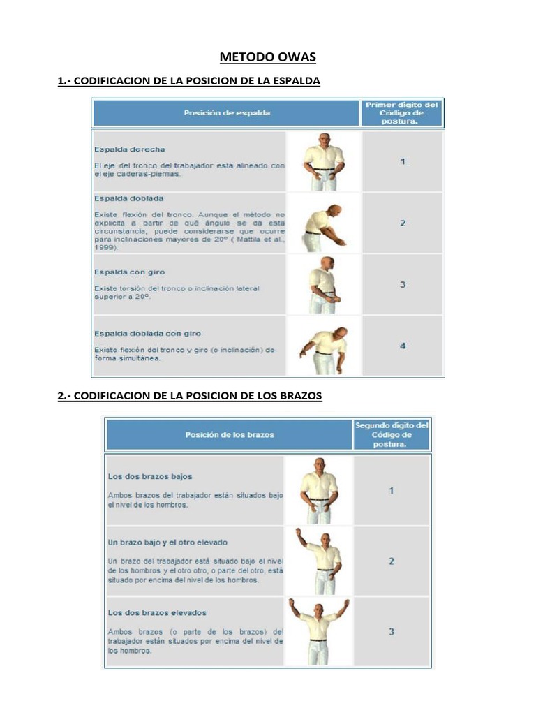 METODO OWAS Evaluacion | PDF