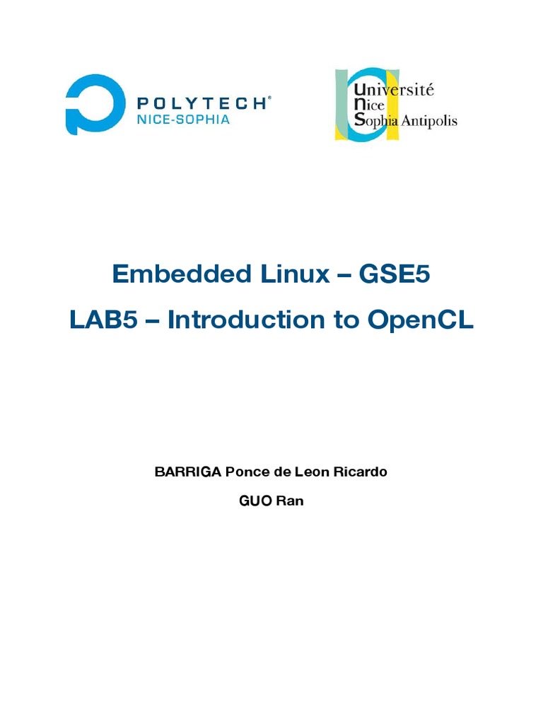 Embedded Linux - Gse5 Lab5 - Introduction To Opencl: Barriga Ponce de Leon Ricardo Guo Ran | PDF ...