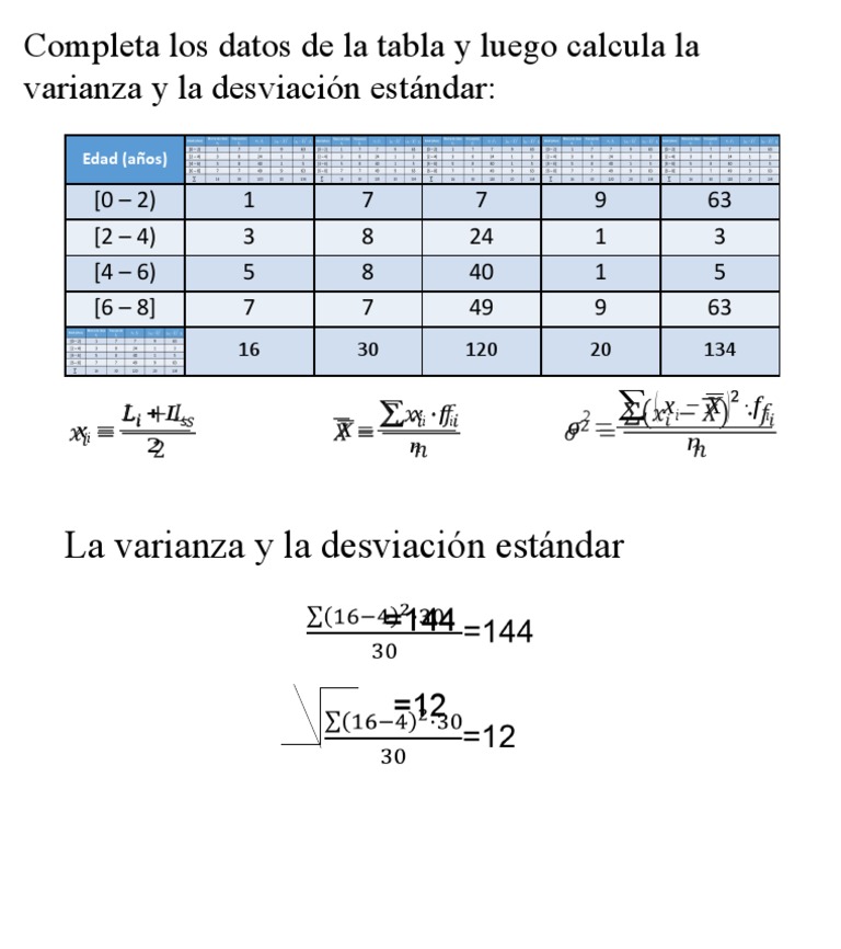 Calcular La Varianza y Desviación Estándar Ejercicio2.0 | PDF