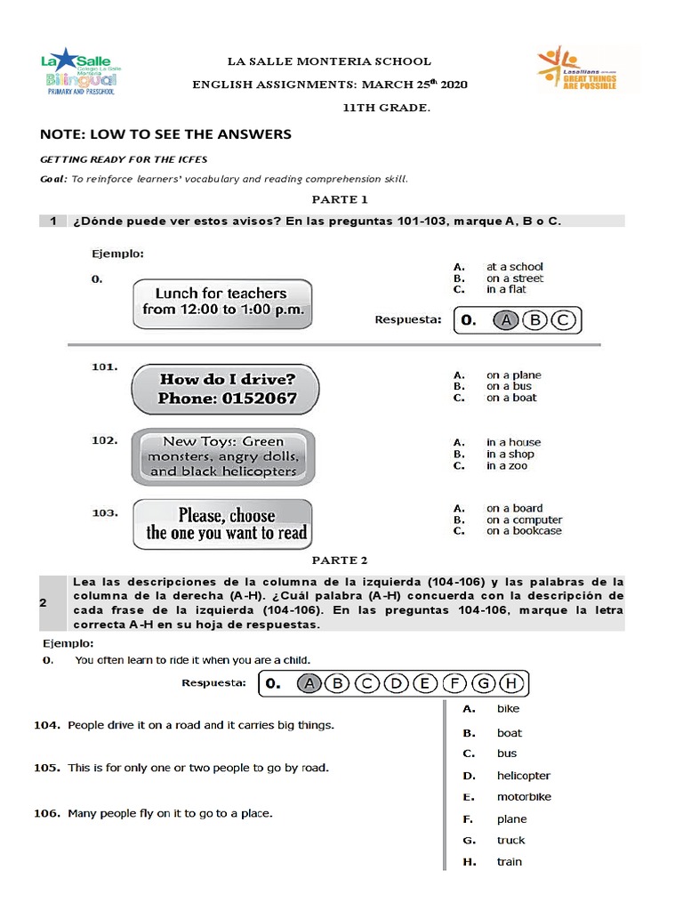 ICFES English Preparation | PDF