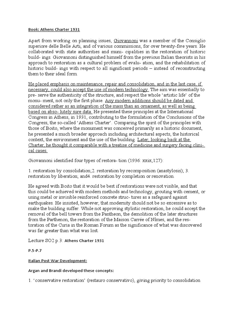 Book: Athens Charter 1931 | PDF