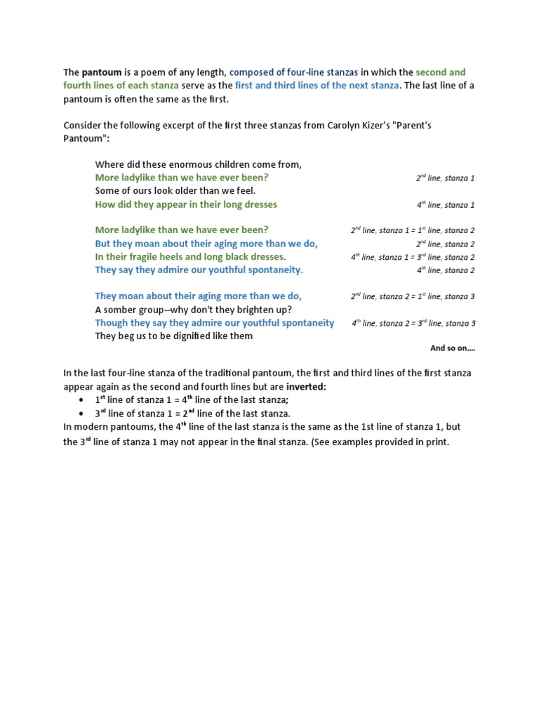 Pantoum Extra Help | PDF