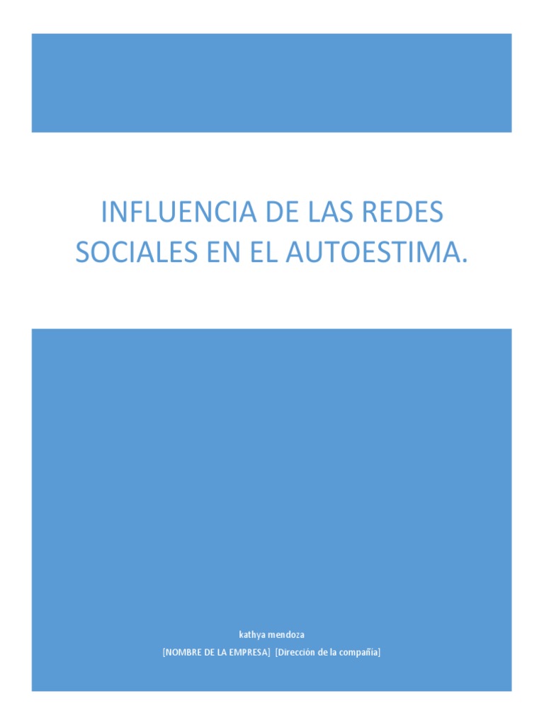 El Impacto de Las Redes Sociales en Nuestro Autoestima | PDF ...