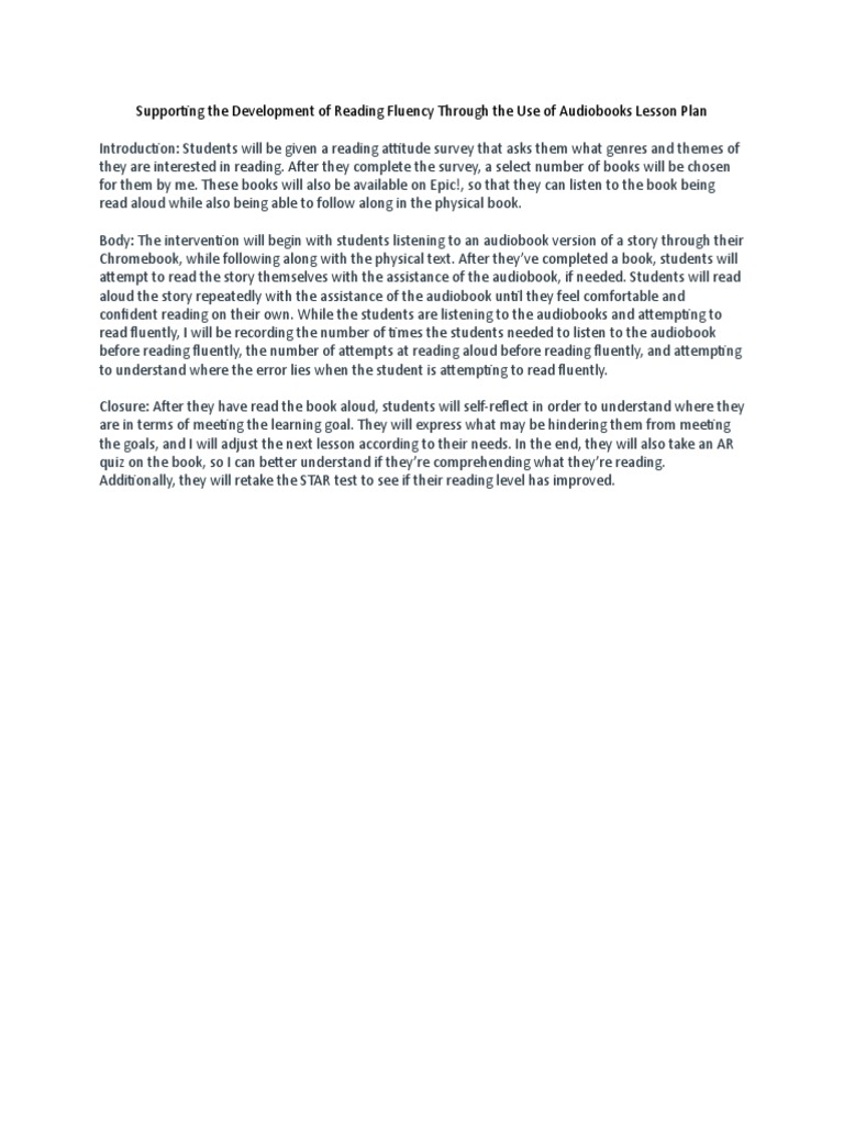 reading fluency lesson plan