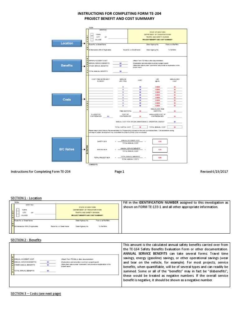 TE-204 Form Instructions PDF | PDF | Errors And Residuals | Cost