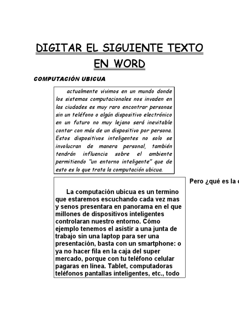Digitar El Siguiente Texto en Word | PDF | Hardware de la computadora ...