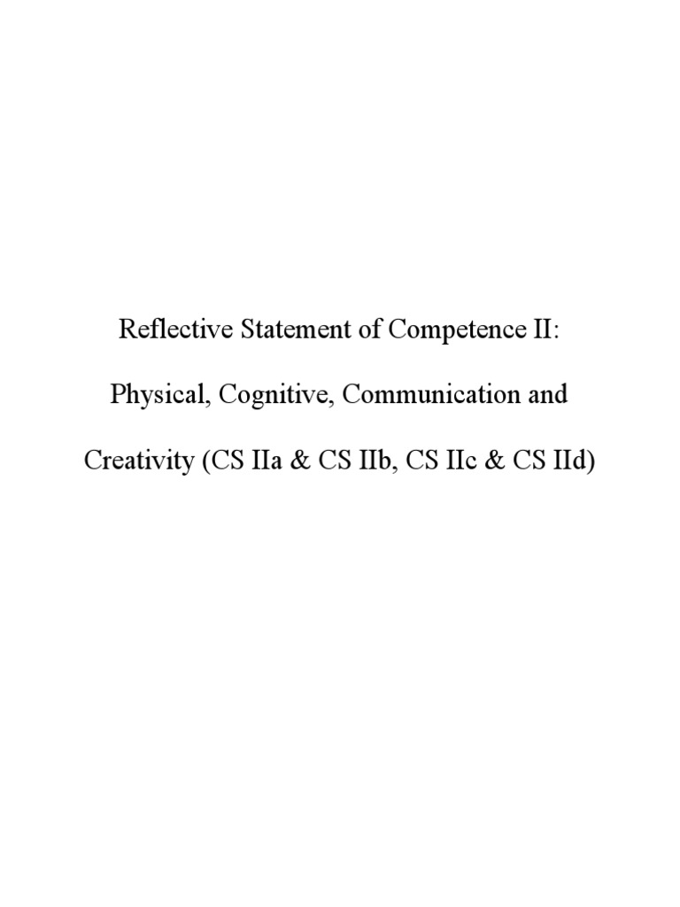 Reflective Statement of Competence II | PDF | Toys | Neuropsychology