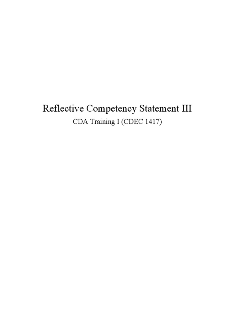 Reflective Competency Statement III | PDF | Early Childhood Education ...