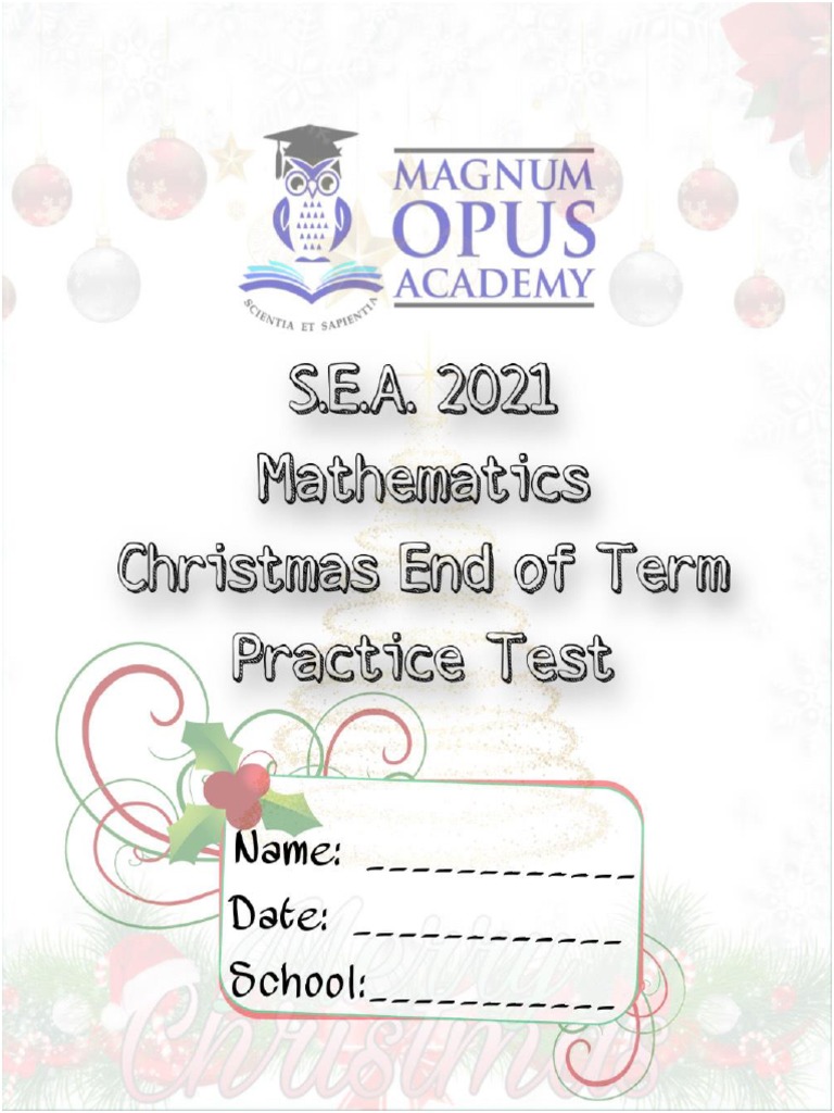 Magnum Opus Sea Mathematics Dec Eot Practice Test 2021 | PDF | Fraction ...