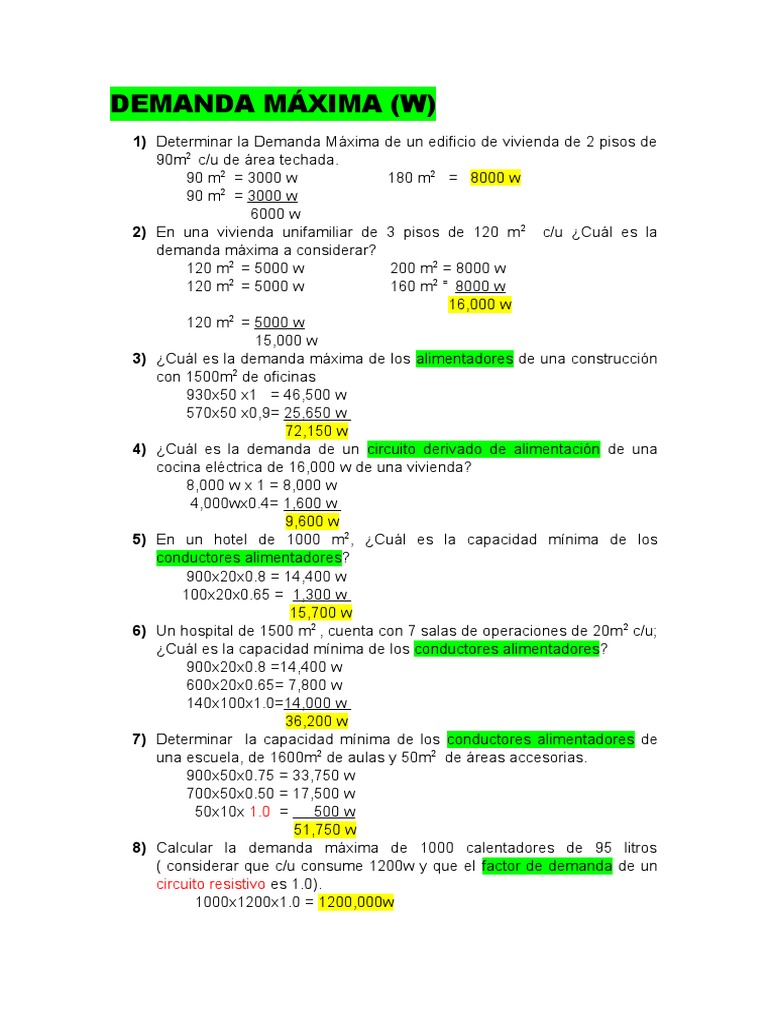 Cálculo de Demanda Máxima Eléctrica | PDF | Ciencia y matemáticas ...