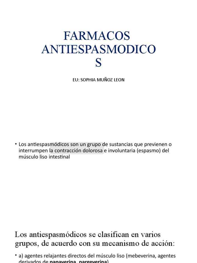 Antiespasmódicos: Clasificación y Efectos | PDF | Farmacología ...