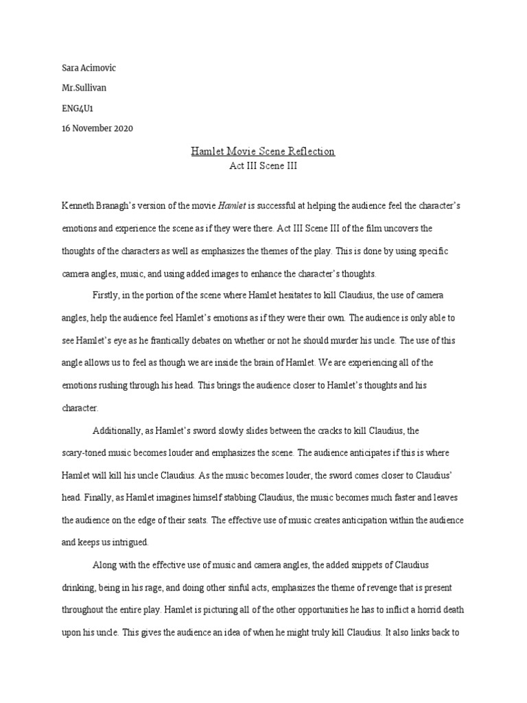 Hamlet Act III Scene III Analysis | PDF | Hamlet
