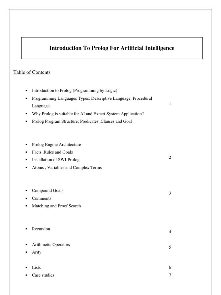 Introduction To Prolog For Artificial Intelligence | PDF | Division ...