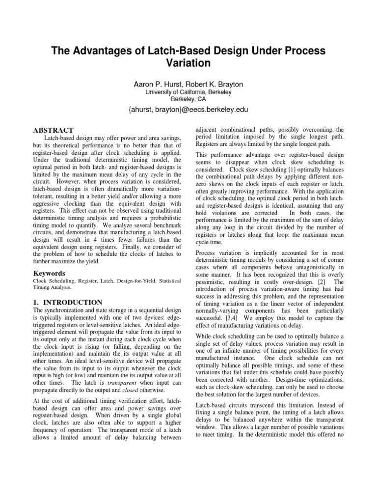 The Advantages of Latch-Based Design Under Process Variation | PDF ...